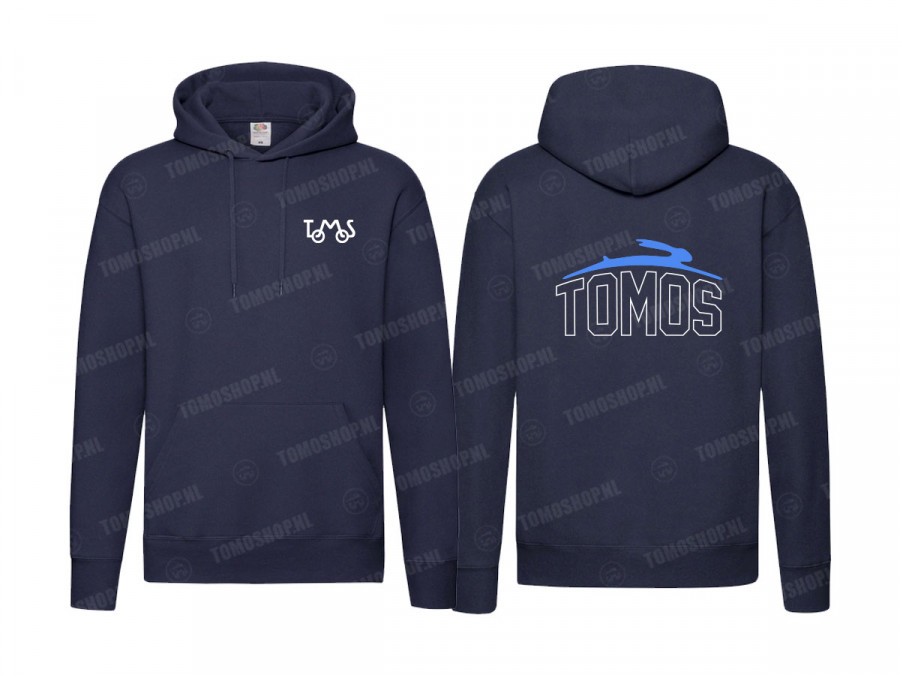 Tomos Hoodie - Navy Blue with logo print for Tomos moped enthusiasts