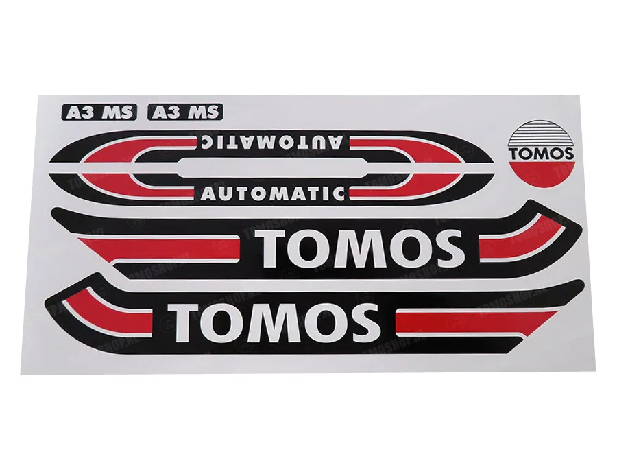 Sticker set Tomos Automatic A3 MS red / black / white at Tomoshop.nl
