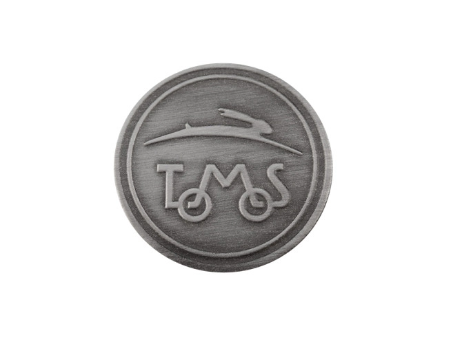Sticker Tomos logo round 50mm Real Metal silver color