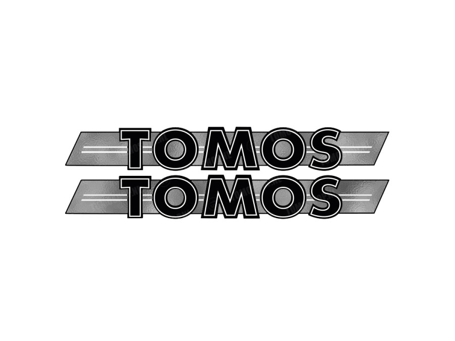 Tank transfer sticker set Tomos universeel zwart / chroom