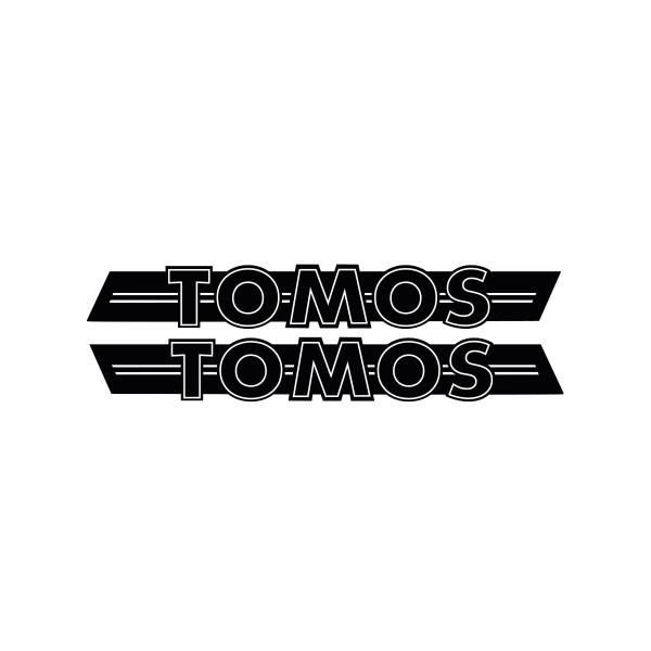 Sticker Tomos logo tank / universeel zwart / wit 200x28mm