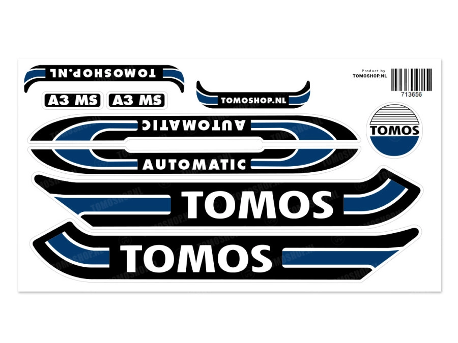 Sticker set Tomos Automatic A3 MS dark blue at Tomoshop.nl