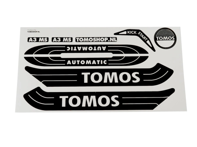 Sticker Tomos Automatic white / black set universal + free sticker