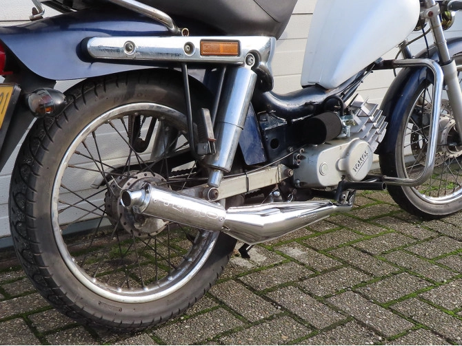 Tomos A55 uitlaat 26mm Tecno Bullet chroom / aluminium Euro2