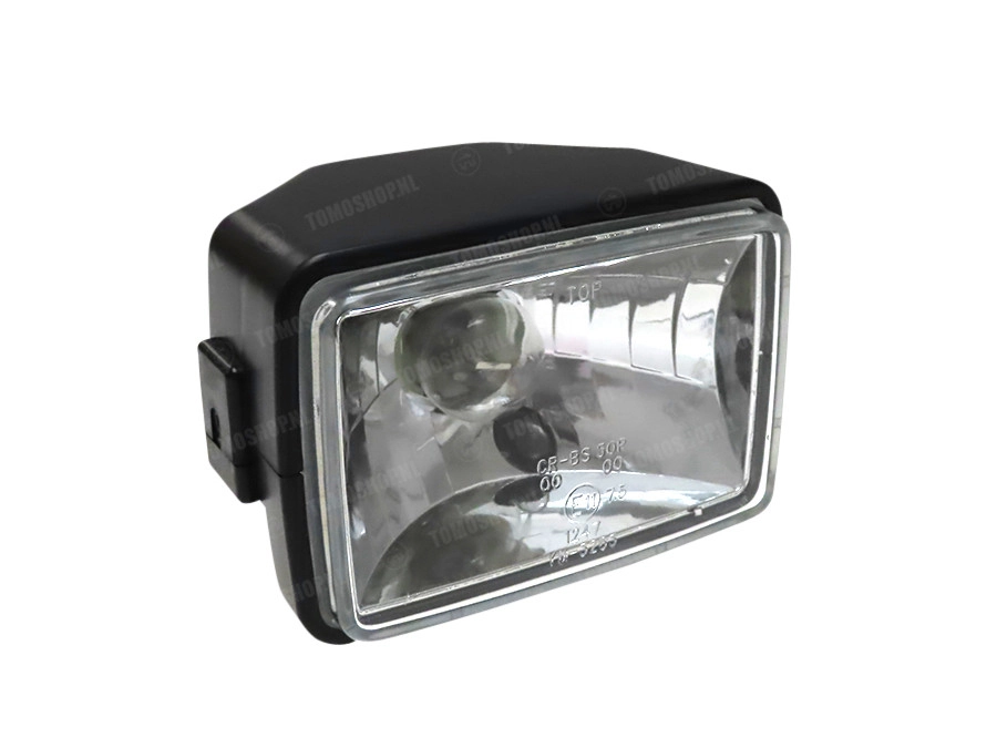 Headlamp square black clear glass replica A-quality