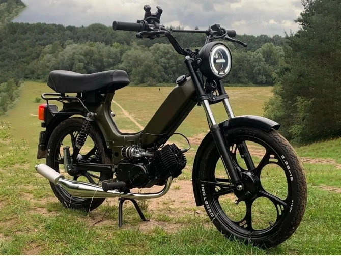 Tomos Koplamp 165mm met angel eye zwart LED 12V wit licht