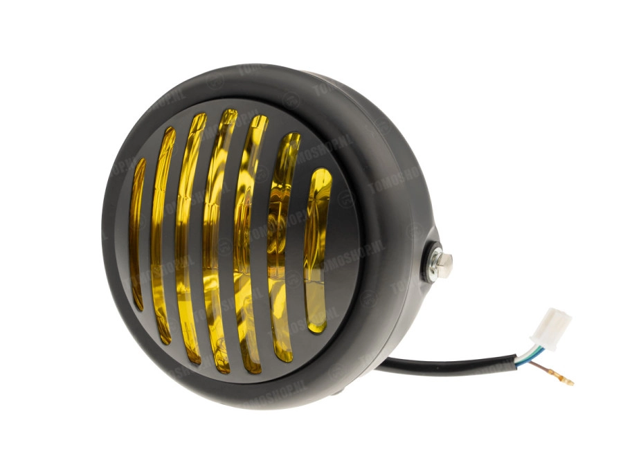 Tomos Koplamp rond 165mm halogeen 12V 35W geel glas met rooster