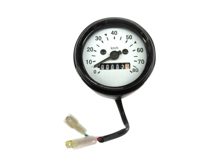Speedometer kilometer 60mm 80 km/h universal white (with light)