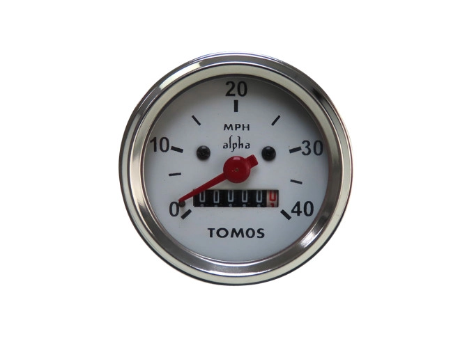Speedometer miles 60mm 40 mph white Original Tomos
